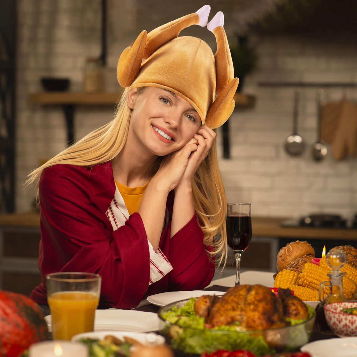 Thanksgiving Roasted Turkey Hat, Plush Turkey Cap for Kids Women and ...
