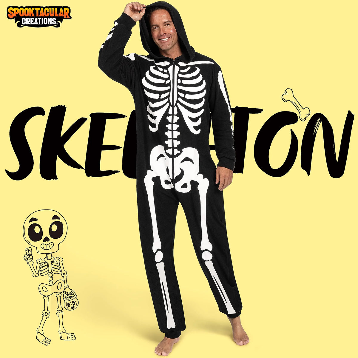 Adult Skeleton Costumes For Men Skeleton Jumpsuit Pajama Spooktacular Creations