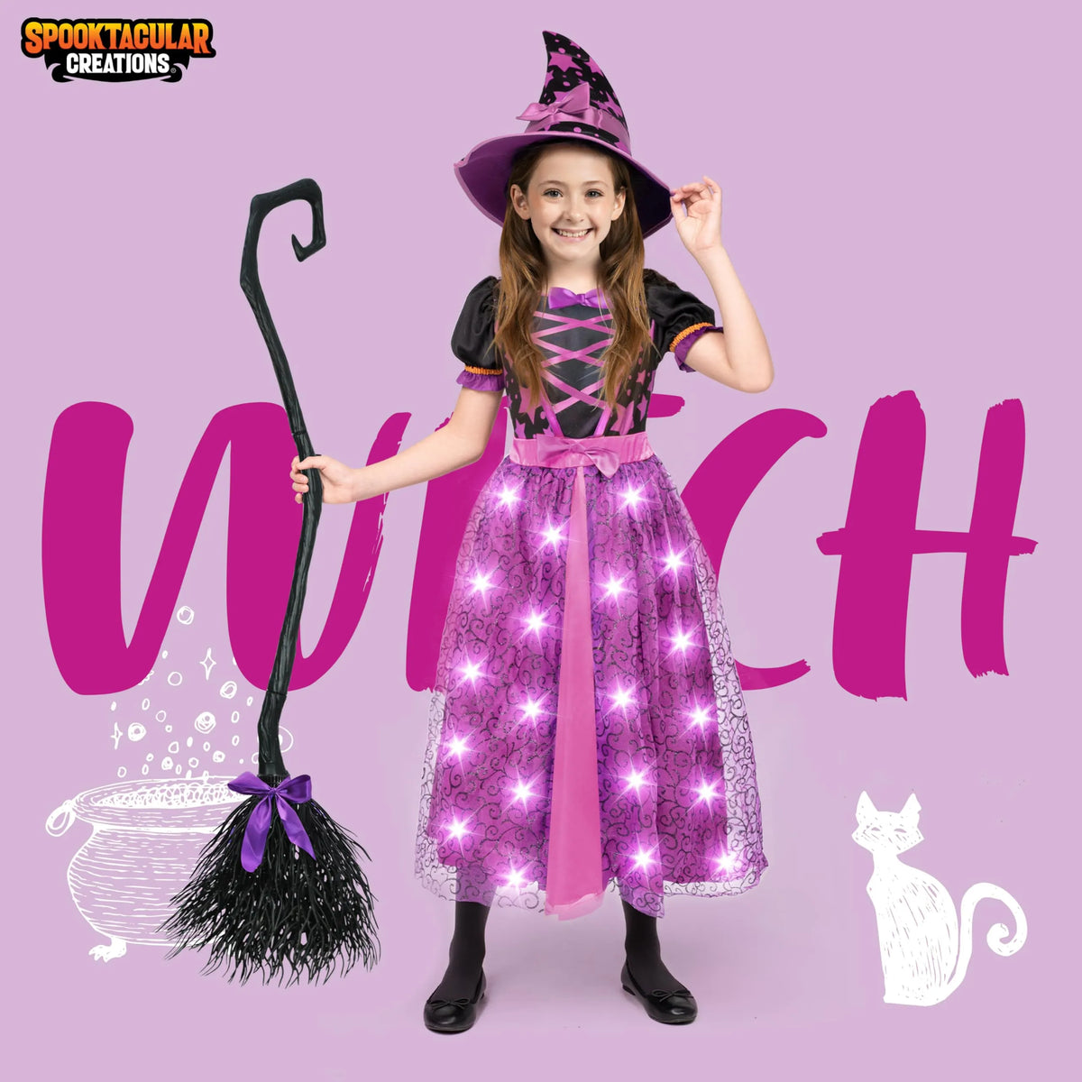 Light Up Purple Witch Costume for Toddler Girls | Spooktacular Creations