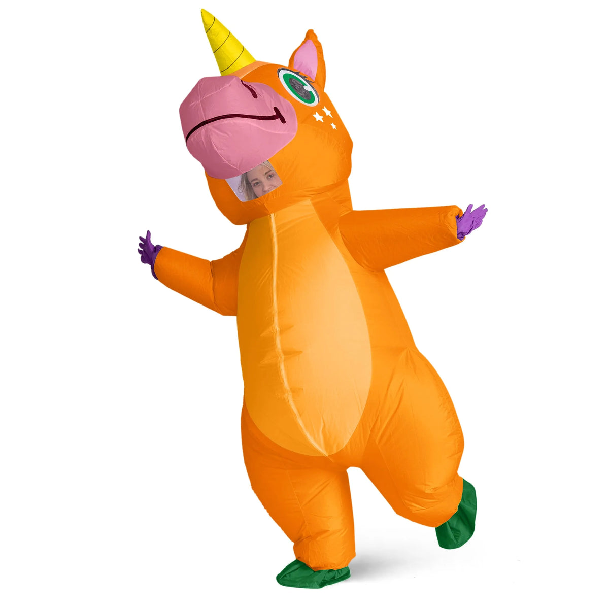 Inflatable Full Body Orange Unicorn Air Blow Up Halloween Costumes Spooktacular Creations