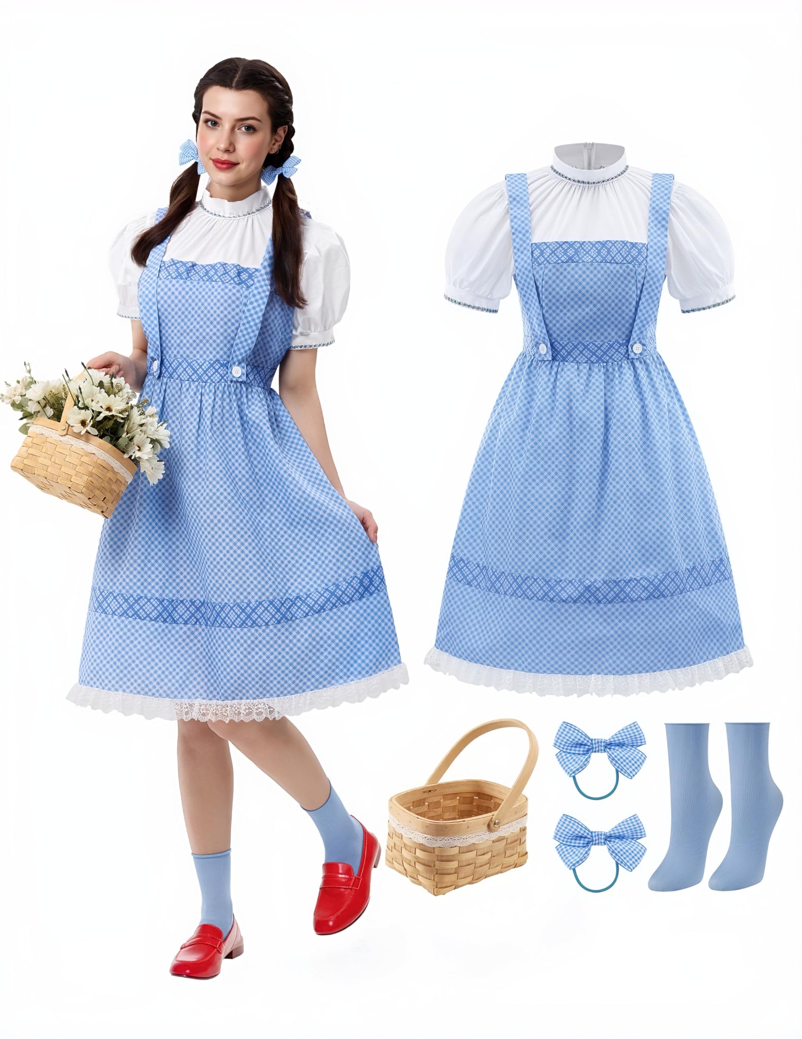 Halloween Storybook Character Costume, Blue Short Sleeve Plaid Fairy ...