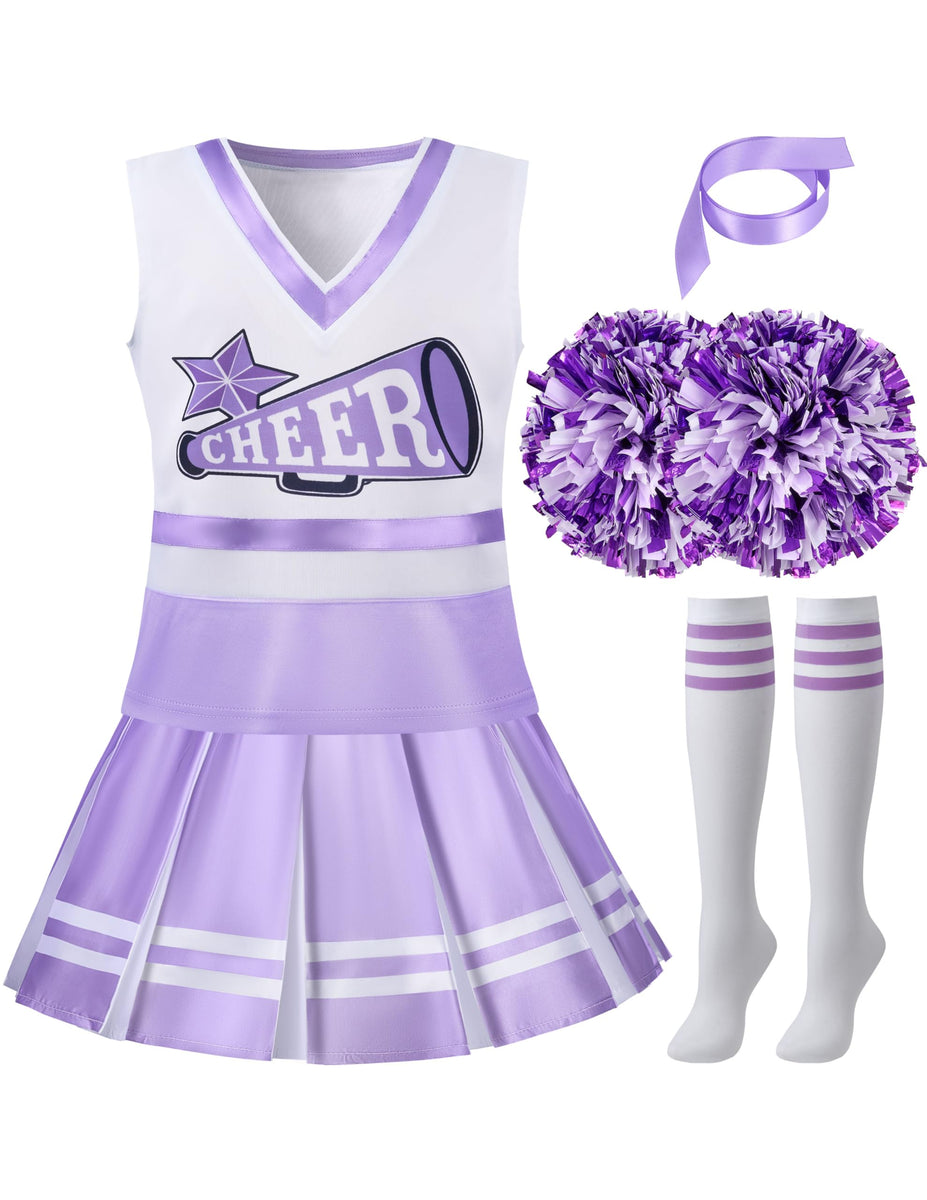 Purple Cheerleader Costume for Girls, Kids Halloween Cheerleader Outfit ...