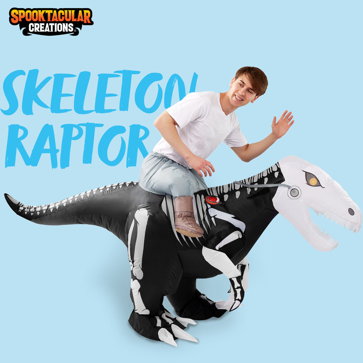 Ride-on Skeleton Raptor Inflatable | Spooktacular Creations
