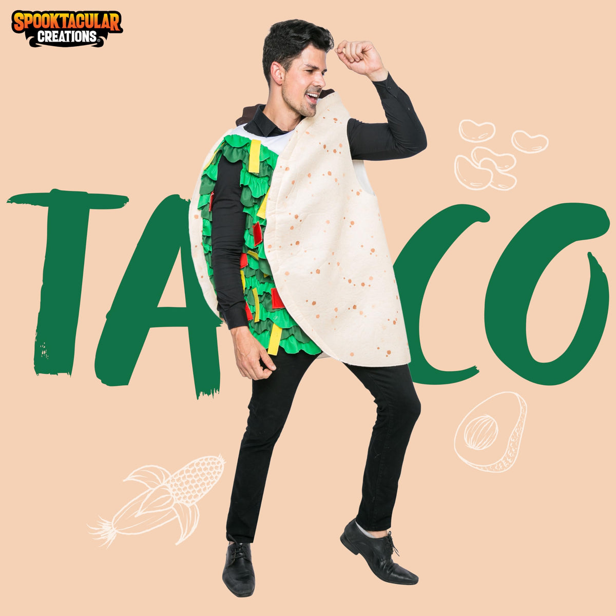Taco Costume Deluxe Set - Adult Size,Burrito Food for Halloween Dress ...
