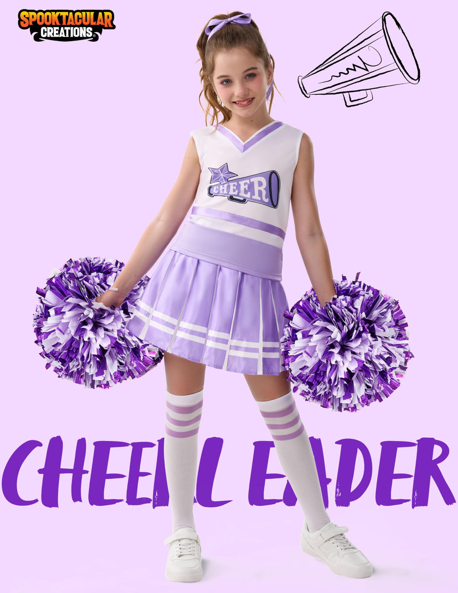 Purple Cheerleader Costume for Girls, Kids Halloween Cheerleader Outfit ...