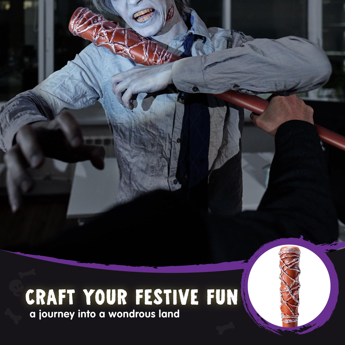 32 inch Barbed Wire Bat, Fake Baseball Bat Zombie Weapon for Kids Women ...
