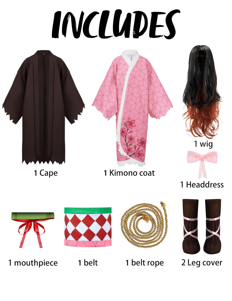 Halloween Ninja Costumes for Kids, Girls Kimono Set with Wig, Toddlers ...
