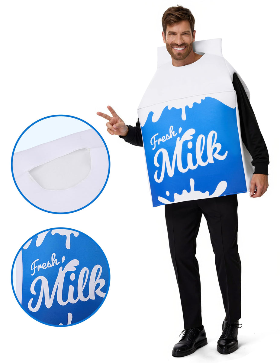 2Pcs Adult Couple Cookie & Milk Costume Funny Food Suit for Halloween ...