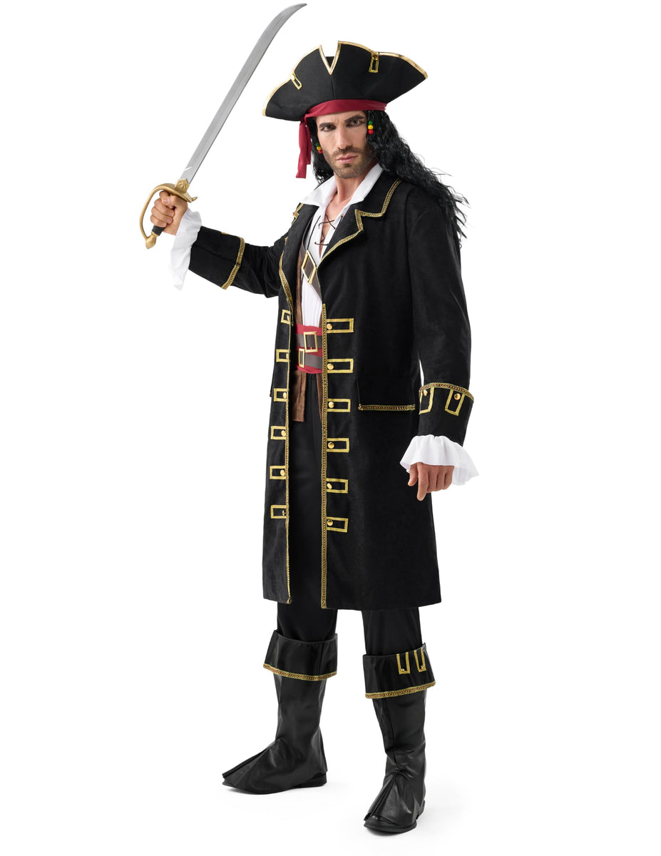 Halloween Men Pirate Captain Costume, Deluxe Sea Captain Outfit Pirate ...