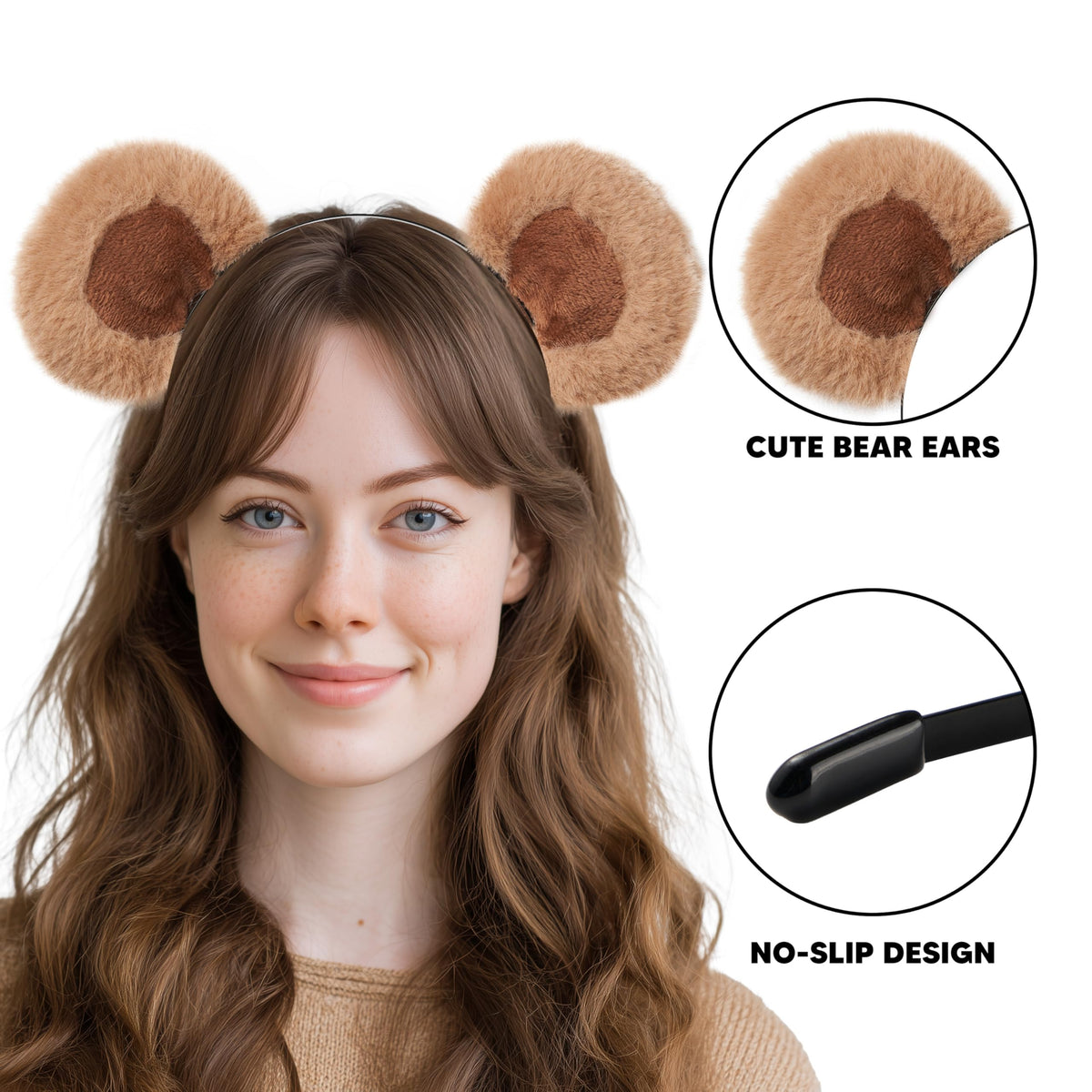 Bear Ear Headband for Adults Kids, Brown Movable Headwears for ...