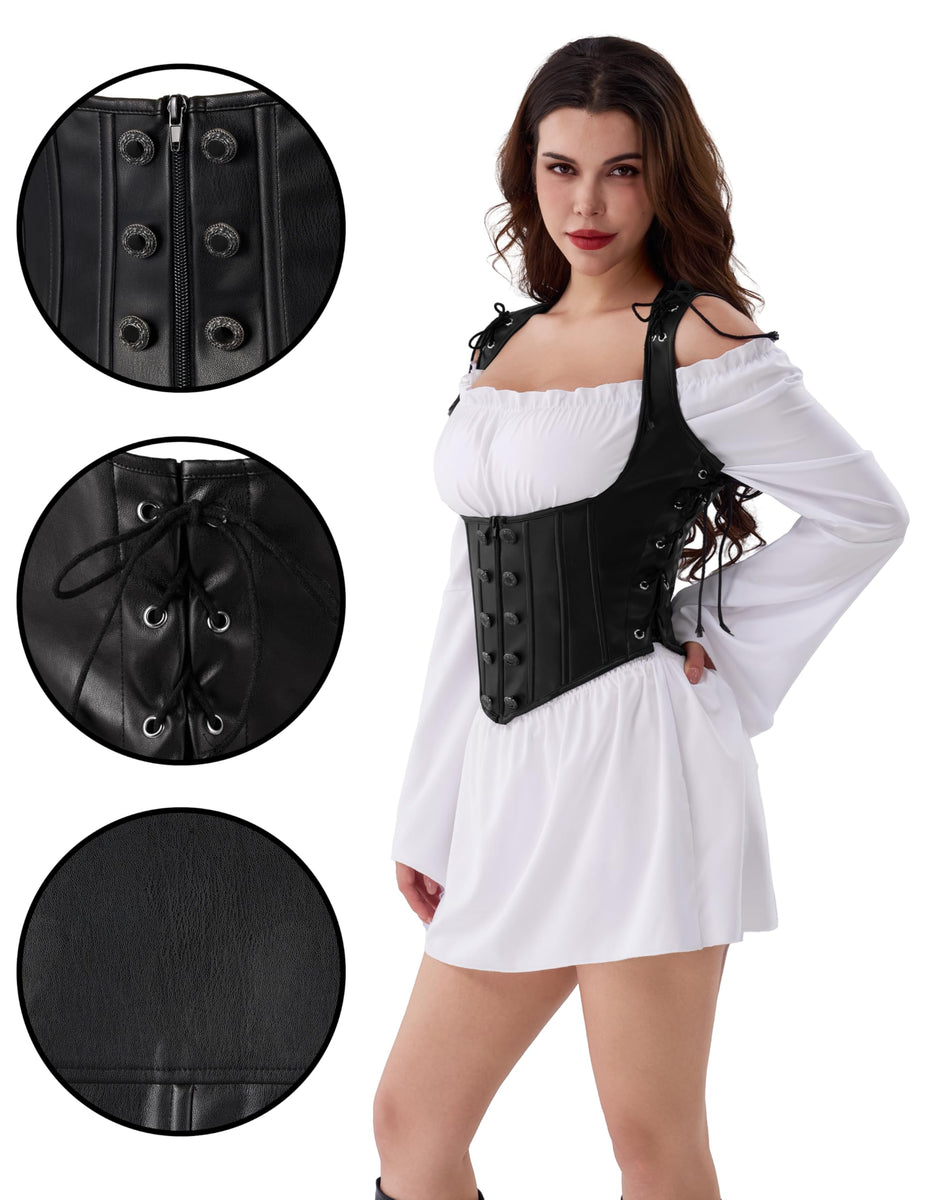 Halloween Steampunk Corset Women, Black Renaissance Pirate Bustier ...