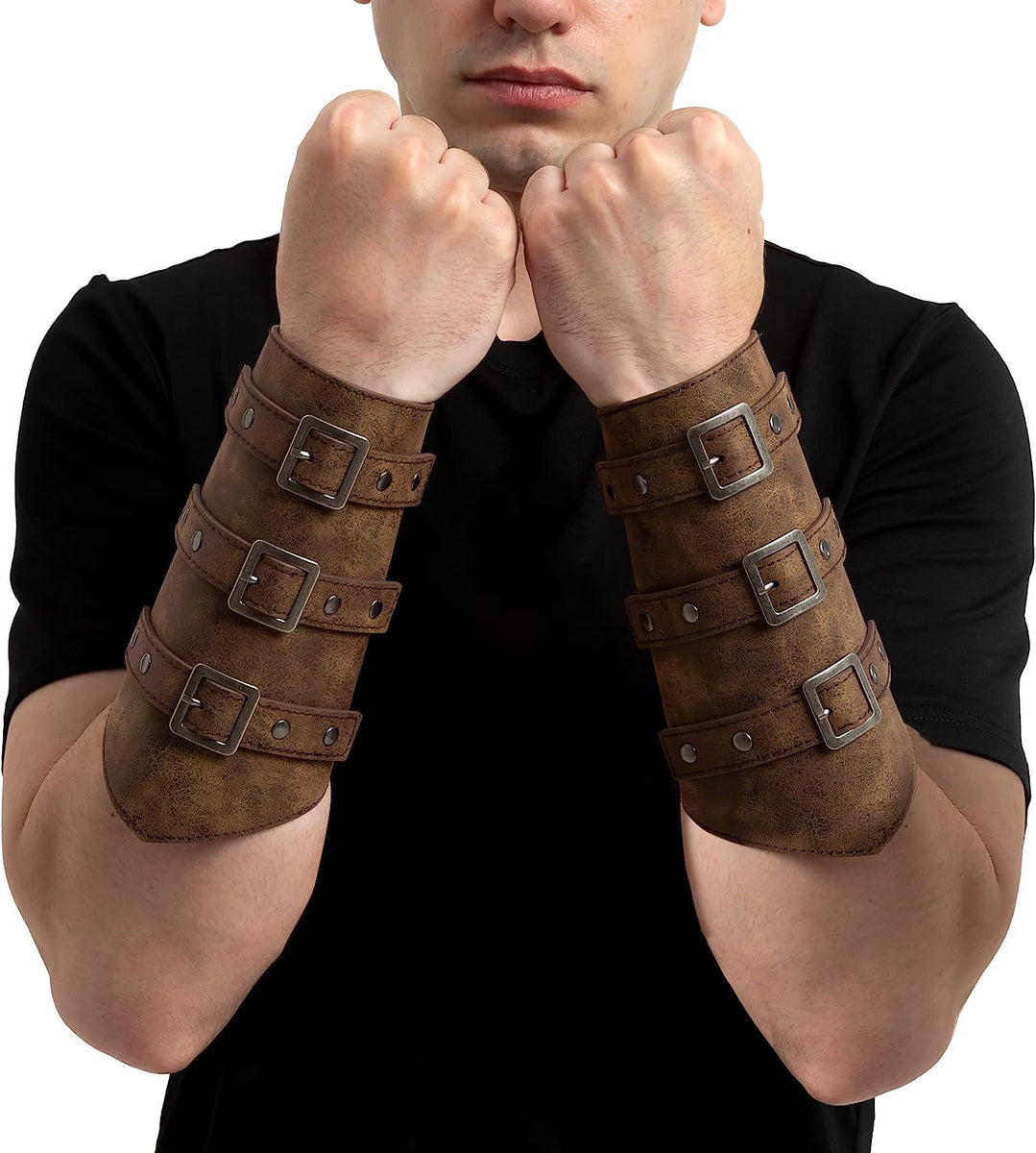 Spooktacular Medieval Belt Leather Buckle Bracers - Adults ...