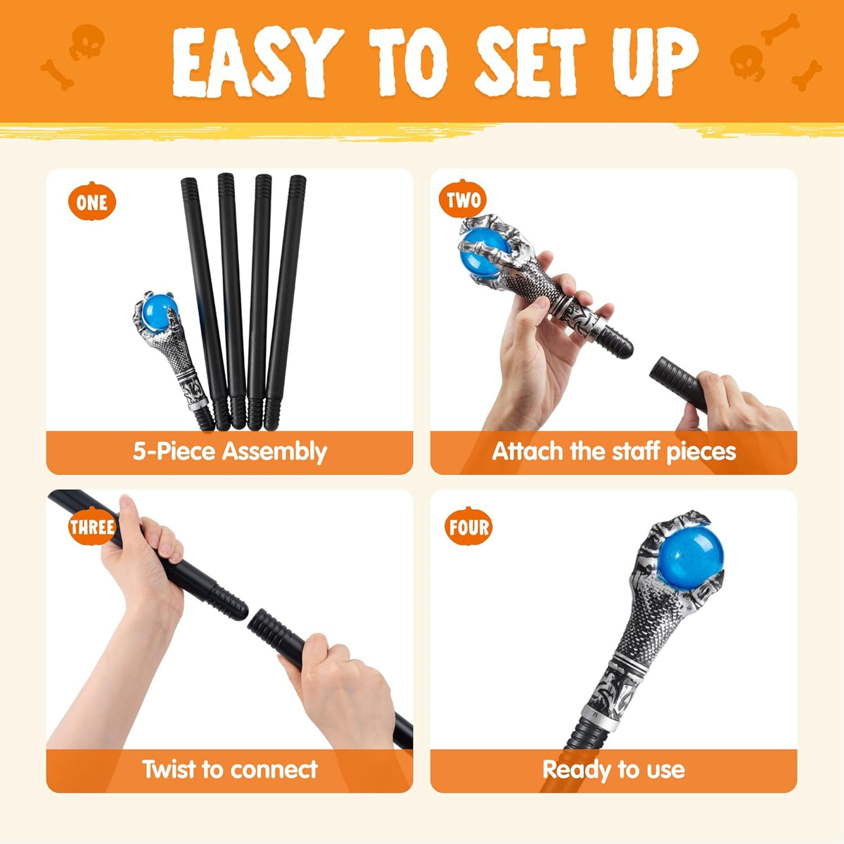 Halloween Walking Cane, Fire Dragon Claw | Spooktacular Creations