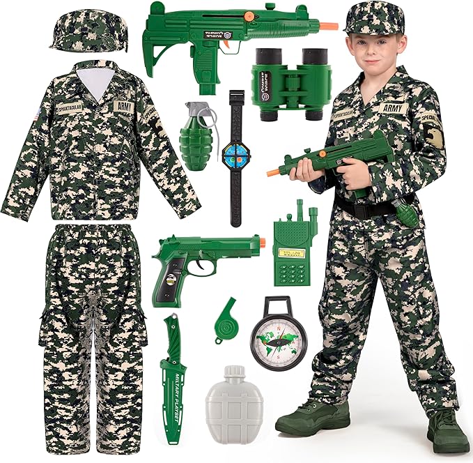 Army Halloween Costume for Boys, Dark Green | Spooktacular Creations