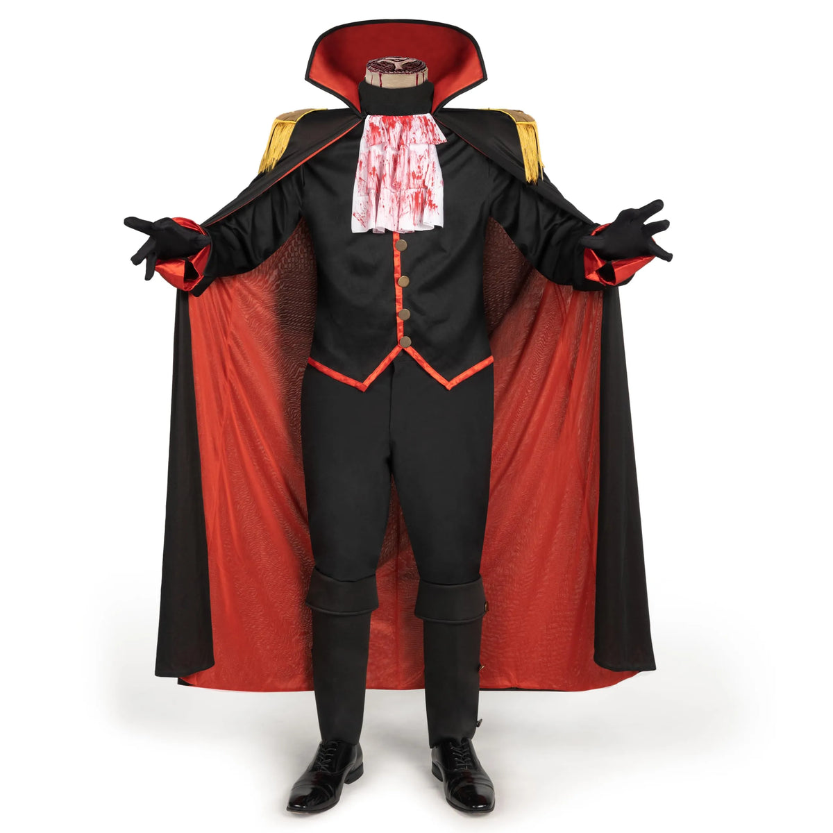 Adult Black Headless Horseman Costume Set, includes Vest with Cape, Ho ...