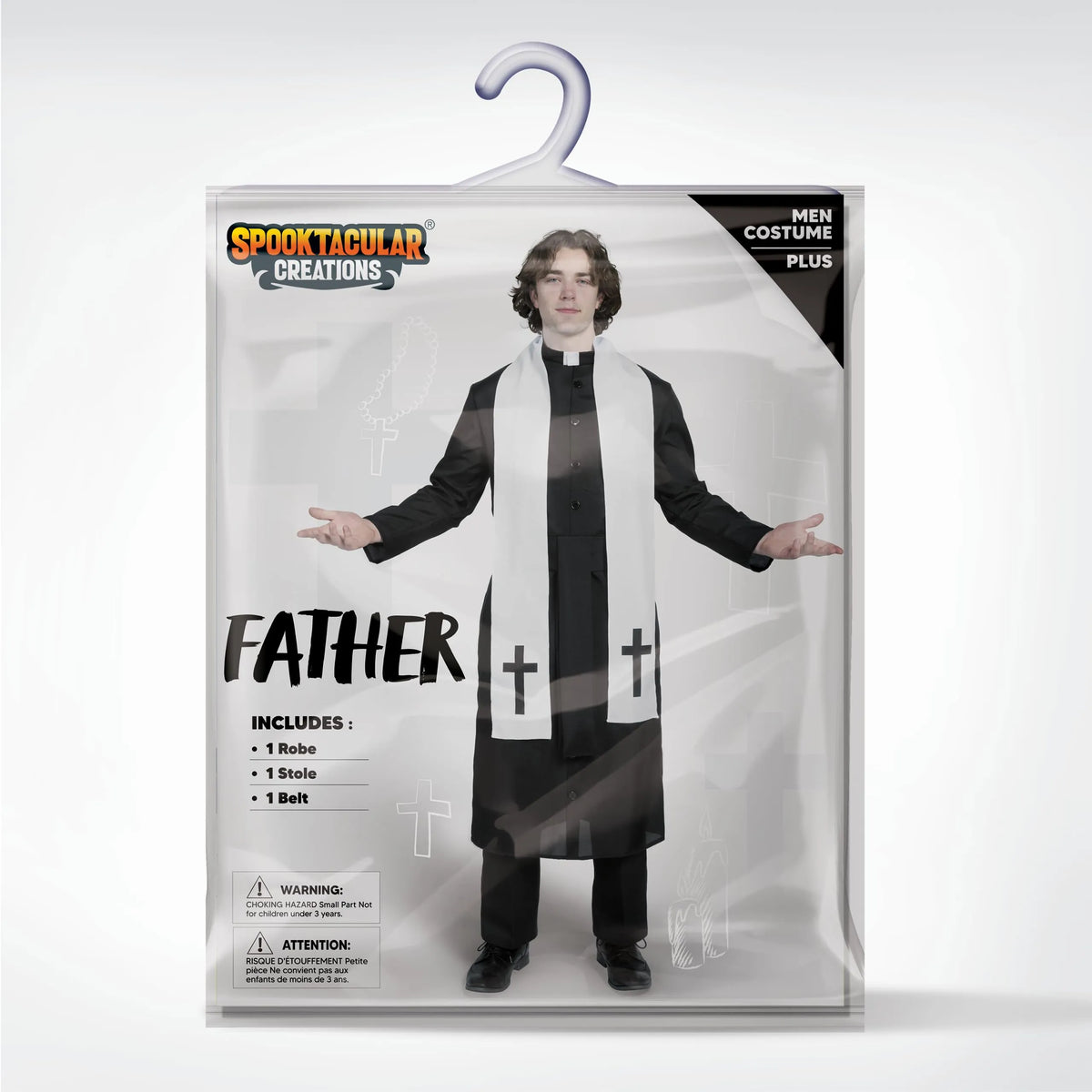 Adult Men's Black Priest Father Robe Stole, Priest Costume ...