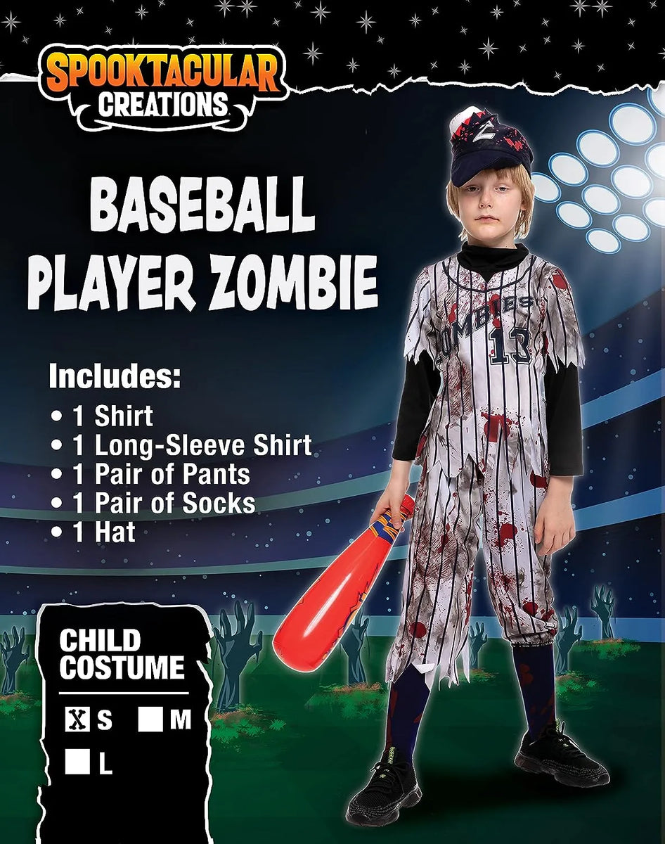 Boy Scary Baseball Player Zombie Costume | Spooktacular Creations