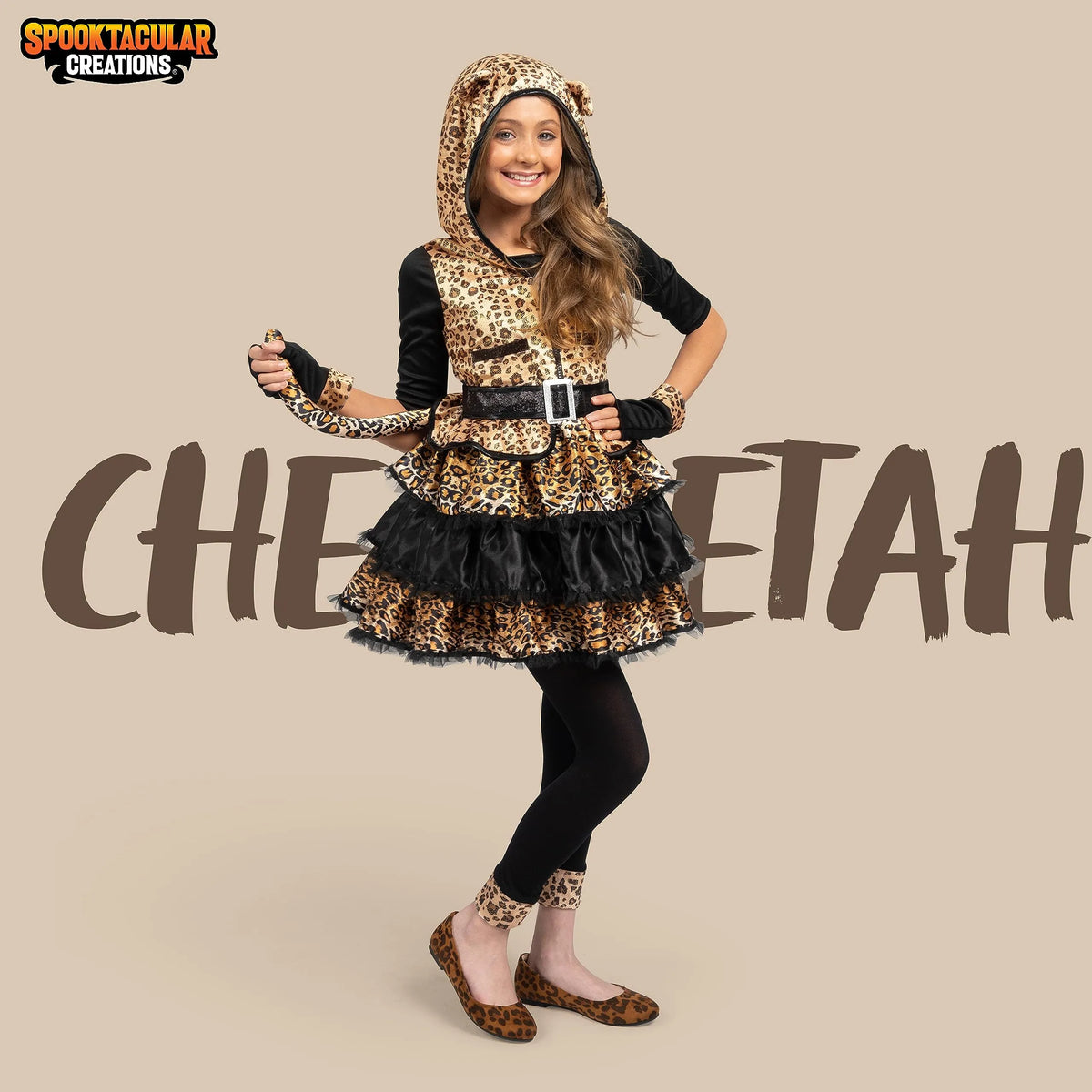 Cheetah Costume for Girls, Plush Leopard Costume for Halloween Party ...