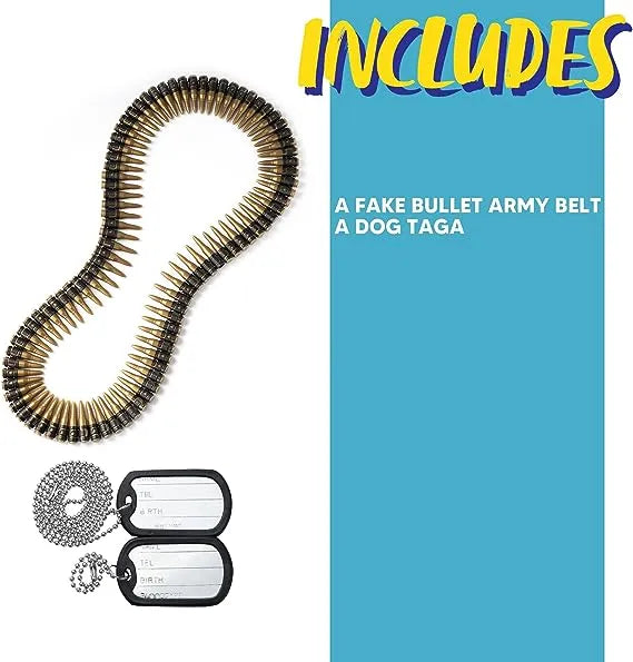 Costume Accessories Props with Fake Bullet Army Belt, Dog Tag ...