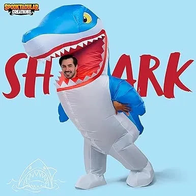 Deluxe Halloween Inflatable Shark Costume Adult Full Body ...