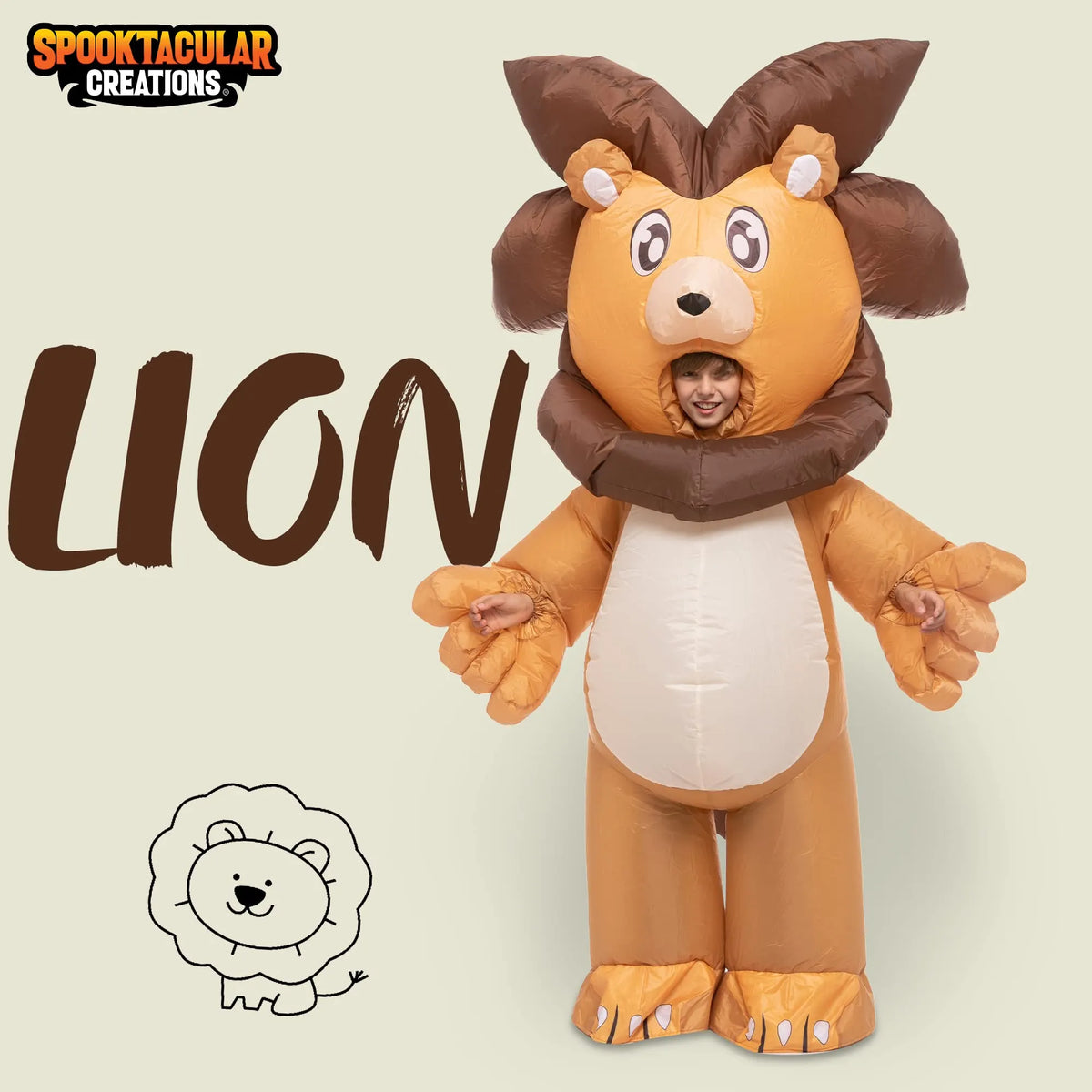 Full Body Lion Kid Inflatable Costume-M | Spooktacular Creations
