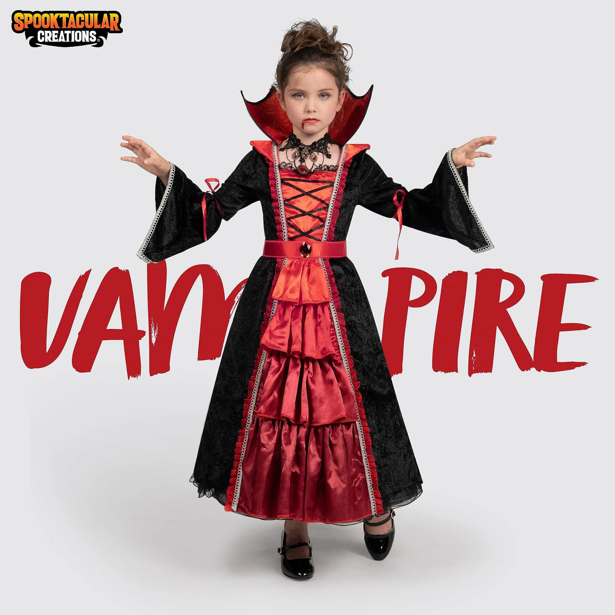 Girls Gothic Vampire Costume for Girls Halloween Dress Up ...