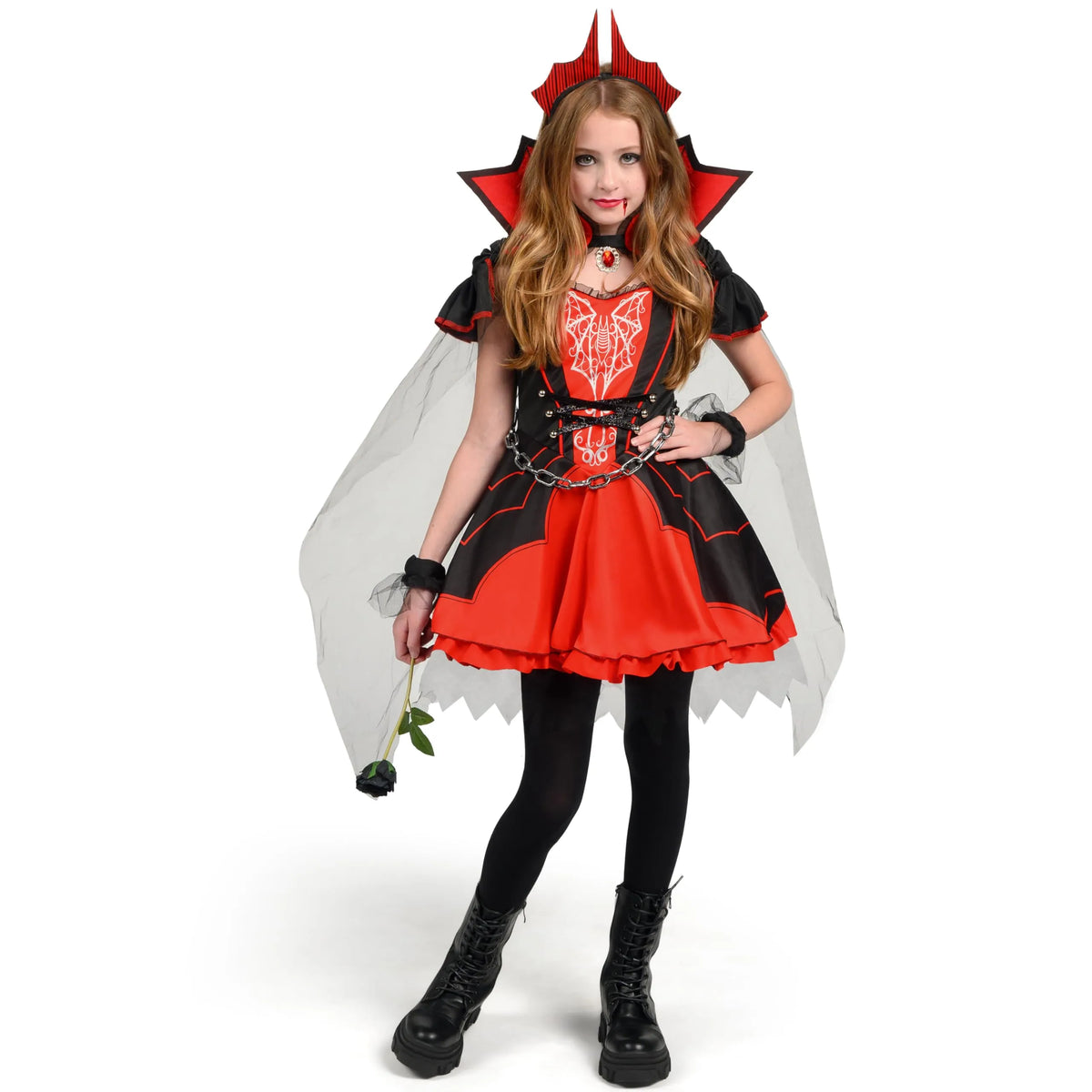 Girls Vampire Costume, Red Dark Vampire Dress for Girls | Spooktacular ...