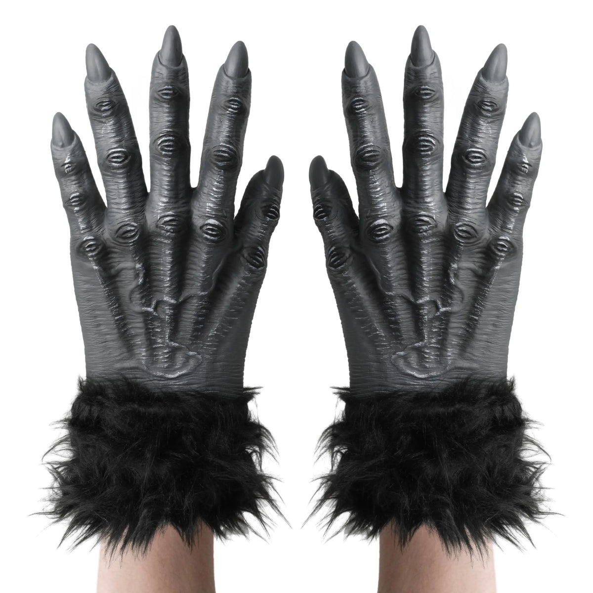 Grey Hairy Werewolf Gloves Costume Accessories for Kids and Adults ...