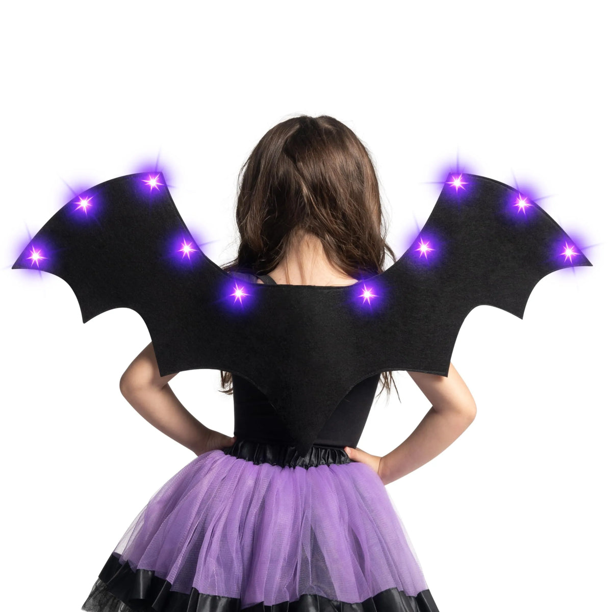 Halloween Black Bat Wings with 12 LED Lights Unisex Vampire ...