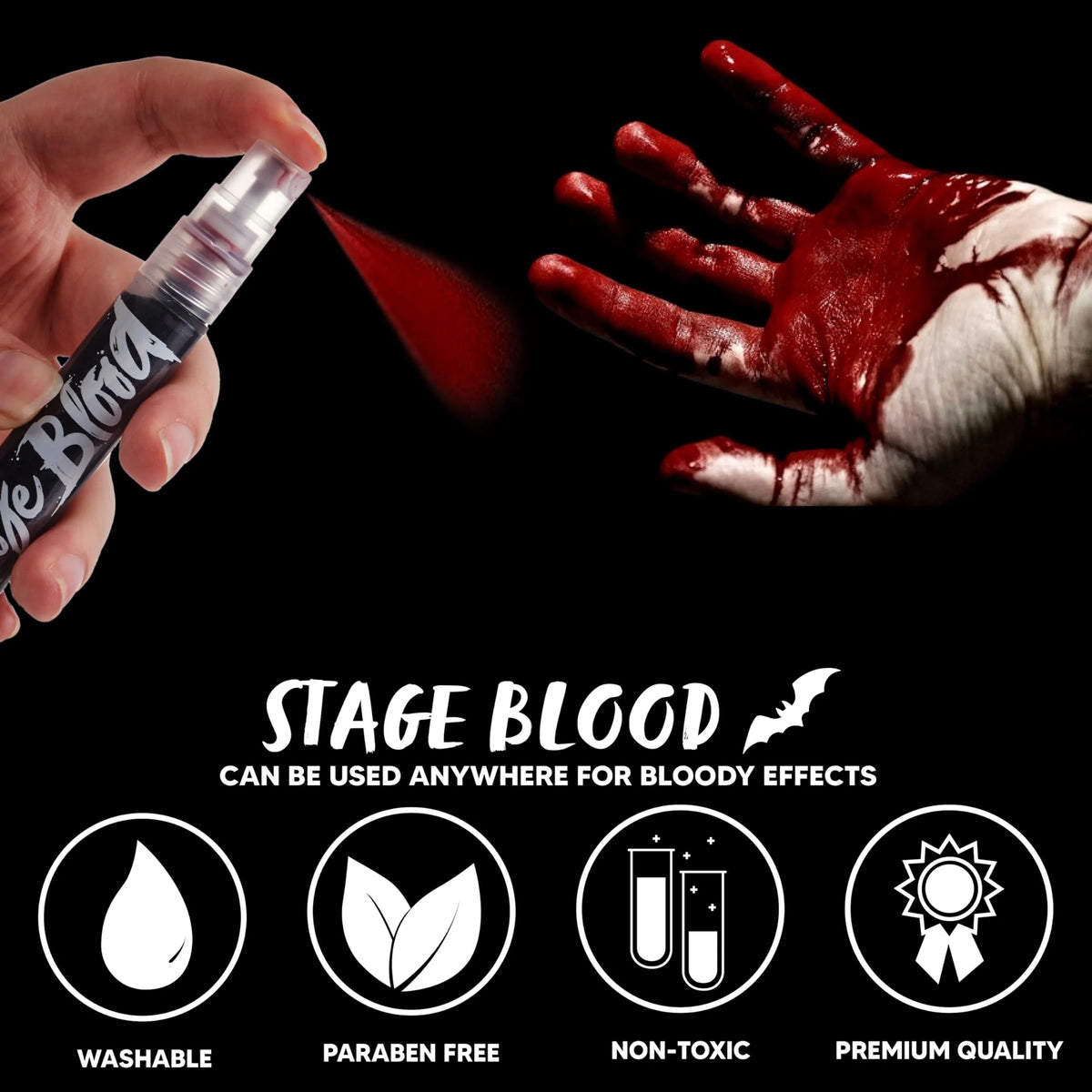 Halloween Fake Blood Spray, 2 Stage Blood Bottle, Dripping Blood Face ...