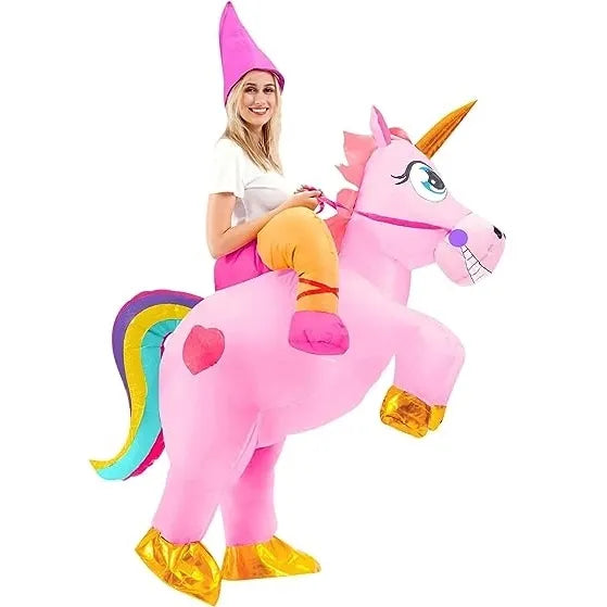Halloween Inflatable Costumes Riding a Unicorn Deluxe Set with Hat ...
