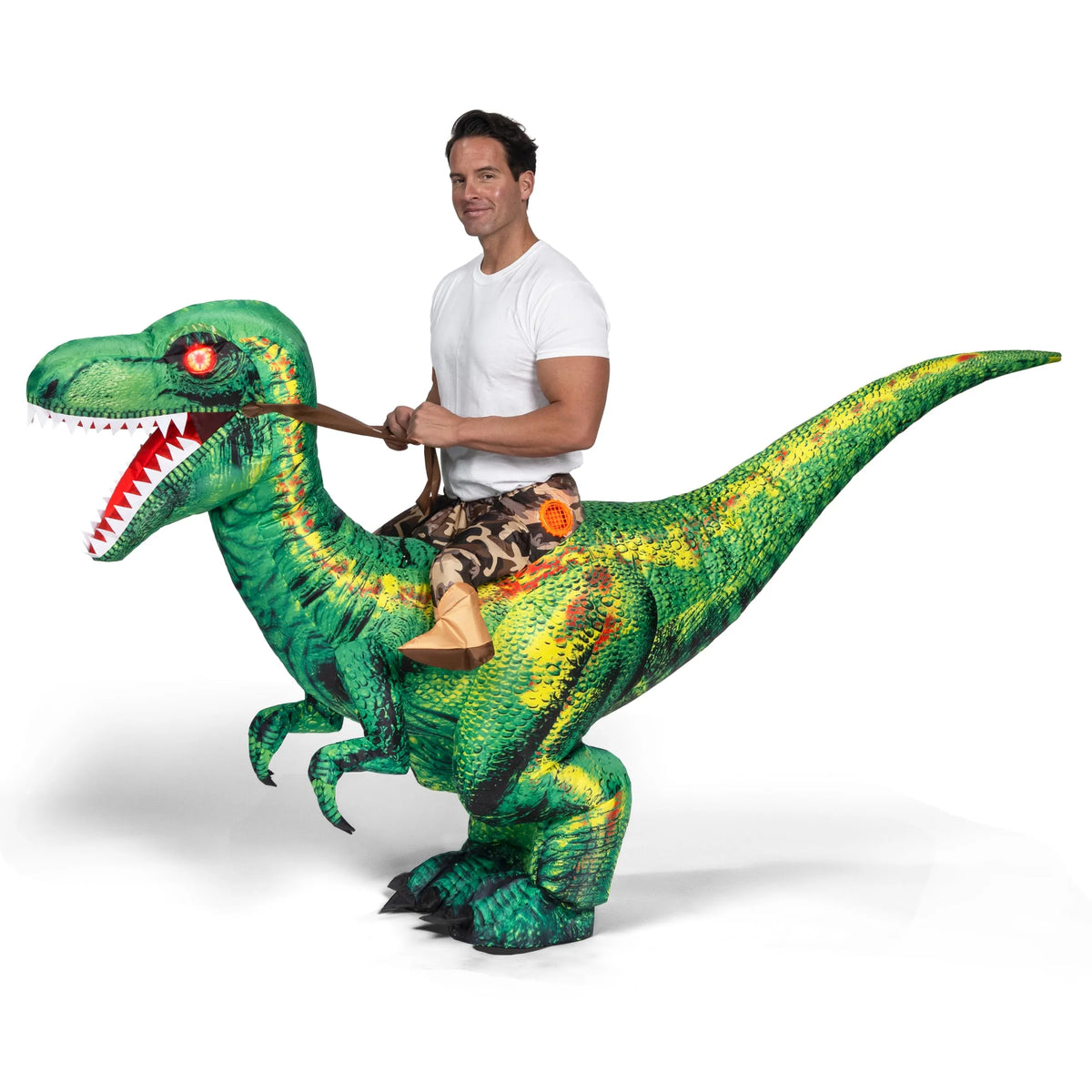 Inflatable Dinosaur Costume, Riding a Raptor Digital Printing Blow-up ...