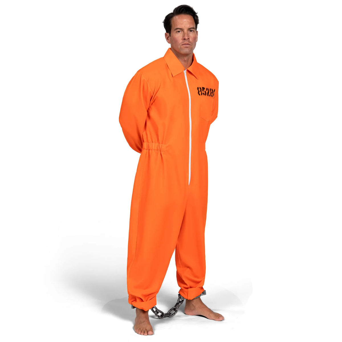 Jumpsuit Men's Orange Prison Escaped Inmate Jailbird Coverall Costume ...