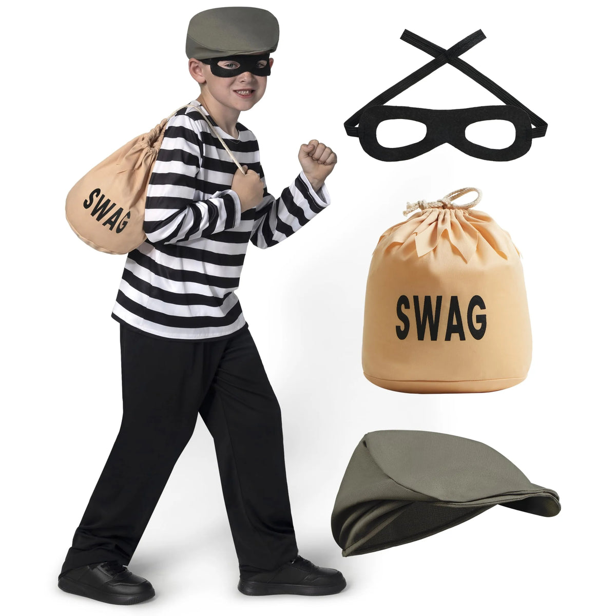 Kids Robber Costume, Burglar Shirt Pants | Spooktacular Creations