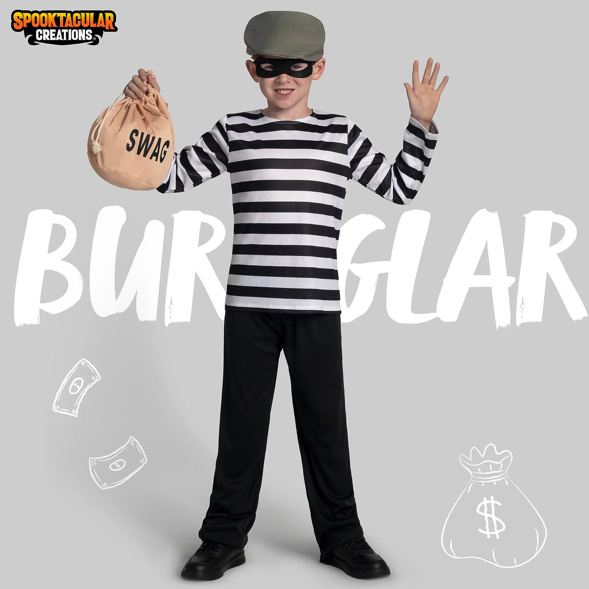 Kids Robber Costume, Burglar Shirt Pants | Spooktacular Creations