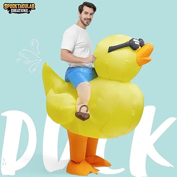 Spooktacular Creations Adult Inflatable Riding a Duck Air Blow-up Cost