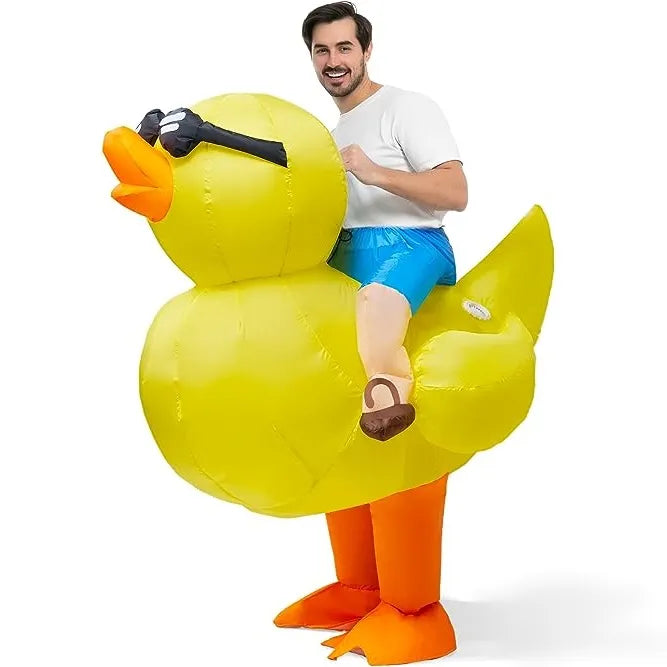 Spooktacular Creations Adult Inflatable Riding a Duck Air Blow-up Cost
