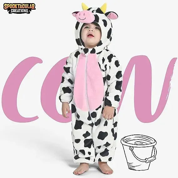 Unisex Toddler Cow Outfit Animal Costume One-piece Pajama ...