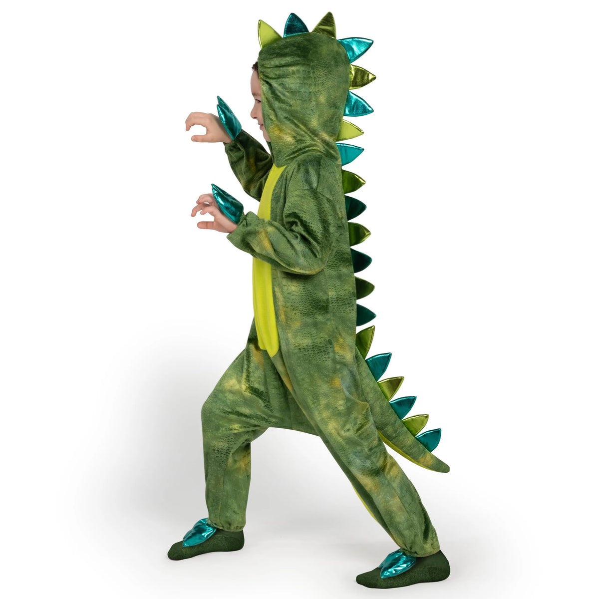 Unisex Shining Dinosaur jumpsuit Pajama for Kids Zip-Up Green T-rex Ho ...