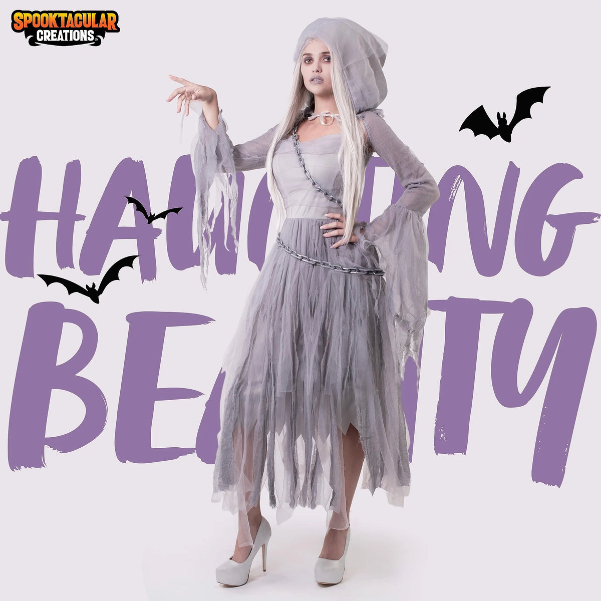 Women Haunting Beauty Dress Ghost Costume with Plastic Chain ...