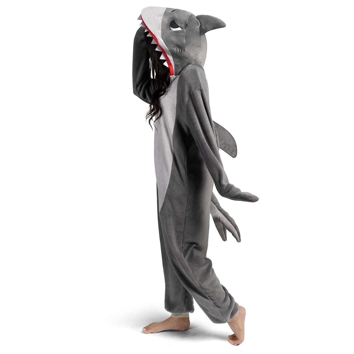 Women Shark Pajama Plush Costume with Hat Tail Dress Up | Spooktacular ...