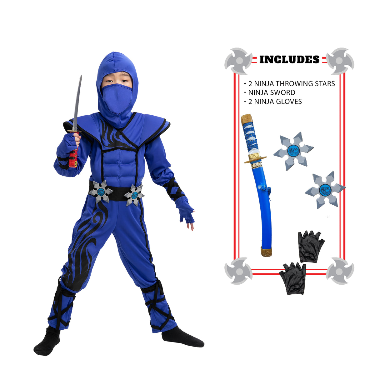 Blue Ninja Stealth Flame Costume - Child | Spooktacular Creations