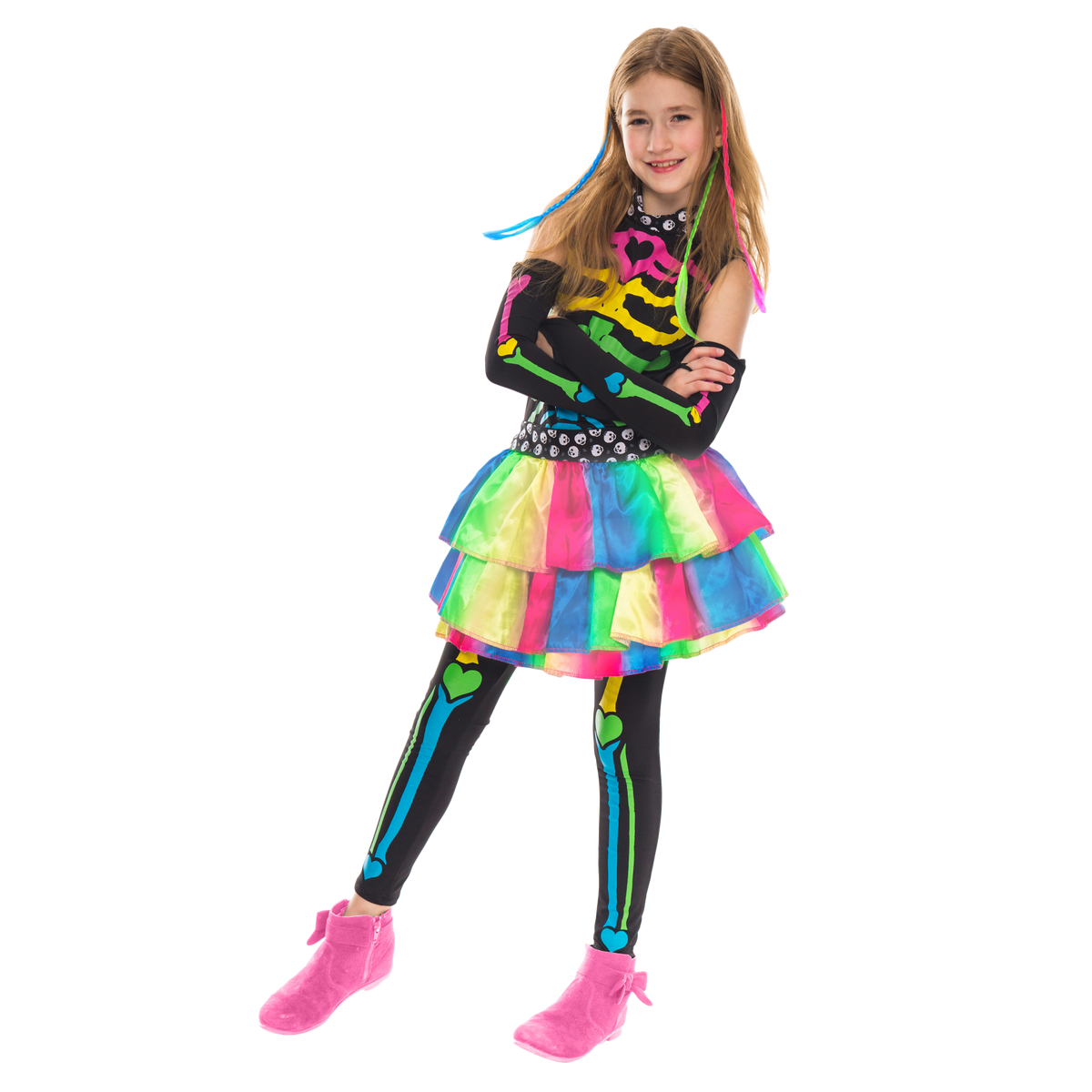 Funky Bones Colorful Skeleton Deluxe Costume for Girls Cosplay ...
