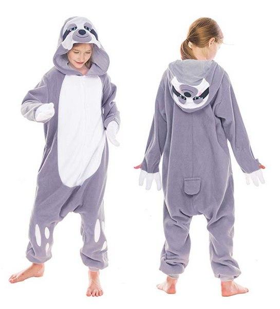Unisex Child Sloth Animal Pajama Plush jumpsuit | Spooktacular Creations