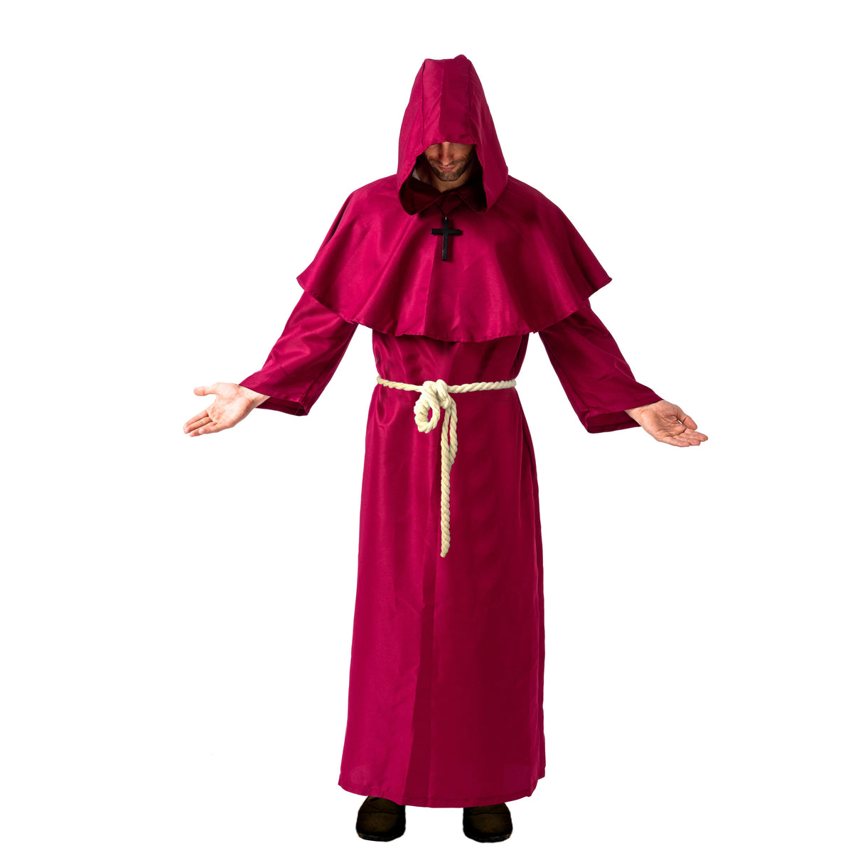 Medieval Hooded Monk Cloak Renaissance Priest Robe Cosplay Costume - A ...