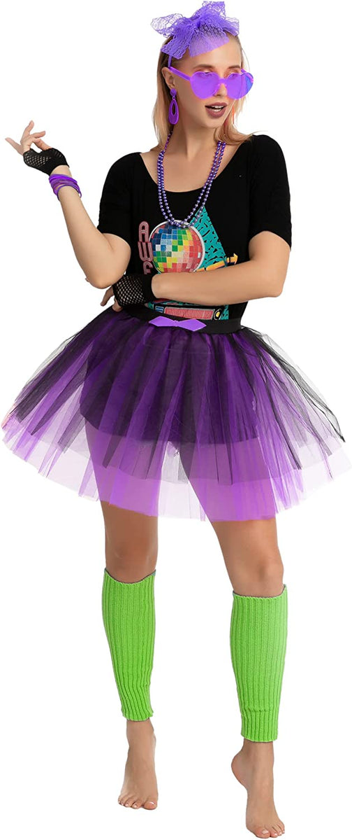 Spooktacular Women 80's Purple Costume Set - Adult | Spooktacular Creations