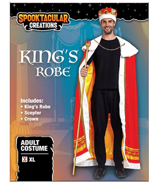 Regal King Royal Robe Cosplay Costume Set with King Crown and Scepter ...