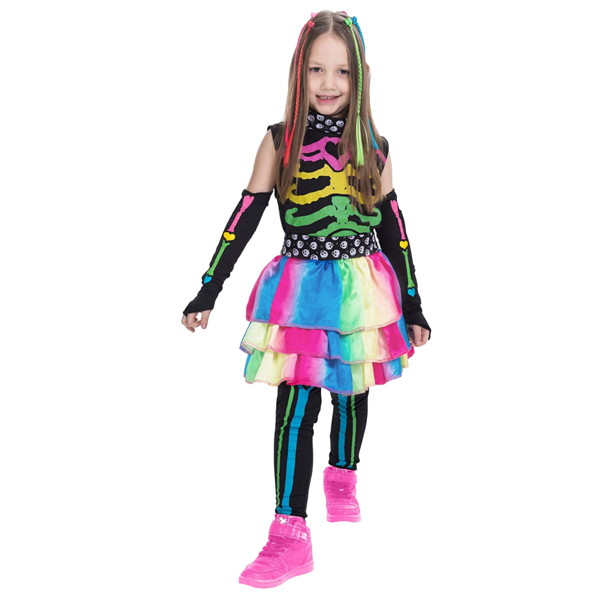Funky Bones Colorful Skeleton Deluxe Costume for Girls Cosplay ...