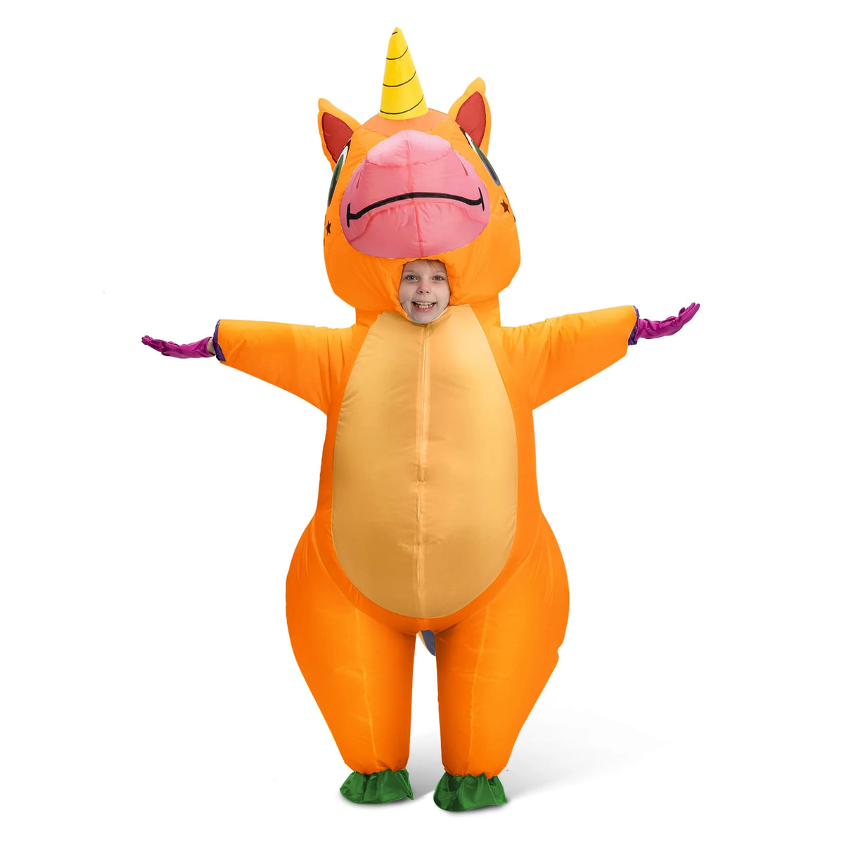 Inflatable Full Body Orange Unicorn Air Blow Up Halloween Costumes ...