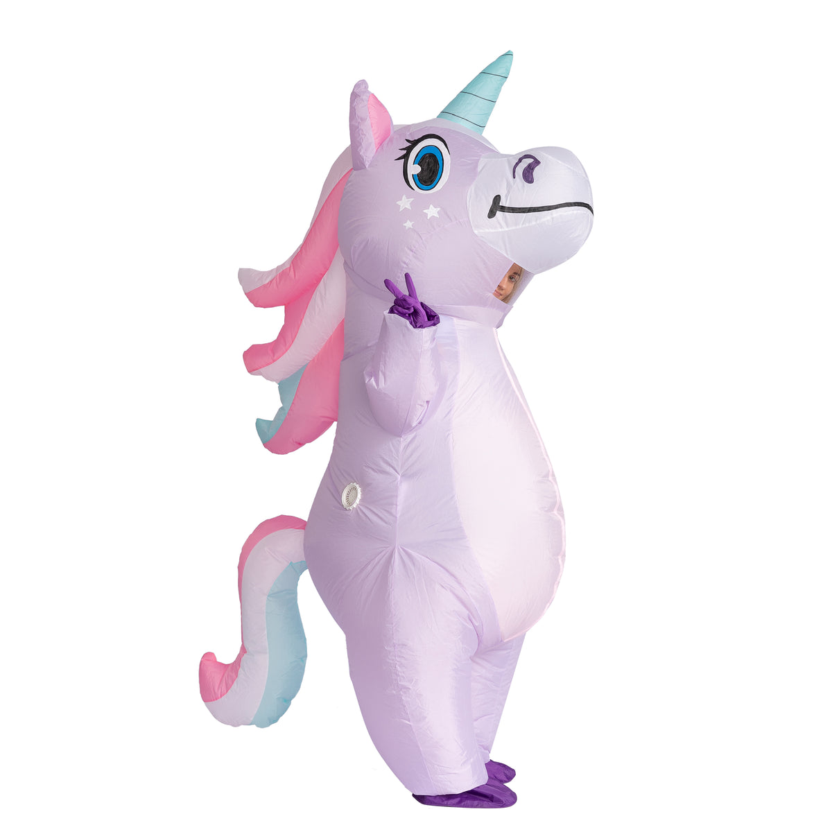 Inflatable Purple Rainbow Unicorn Costume | Spooktacular Creations